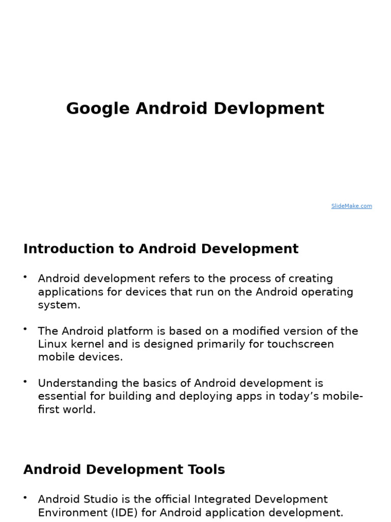 Google Android Devlopment | PDF | Android (Operating System) | Mobile App