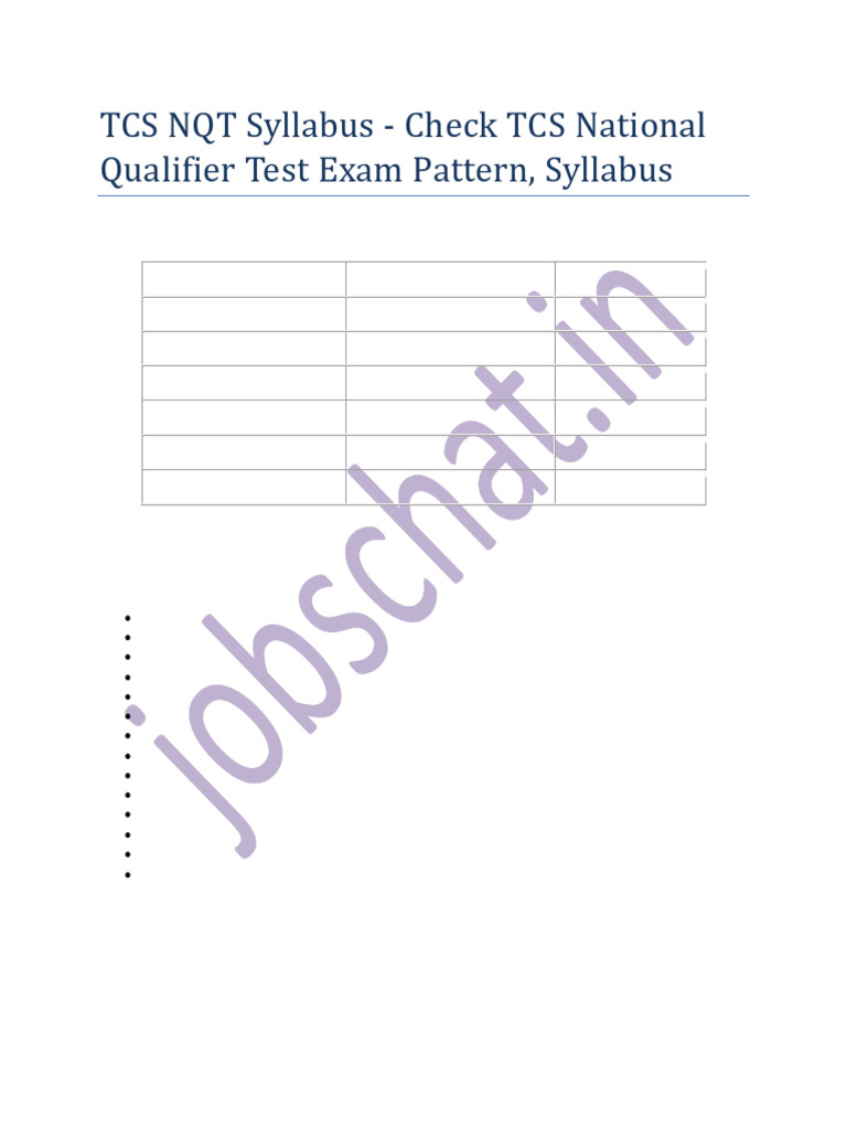 TCS NQT Syllabus Jobschat - in | PDF