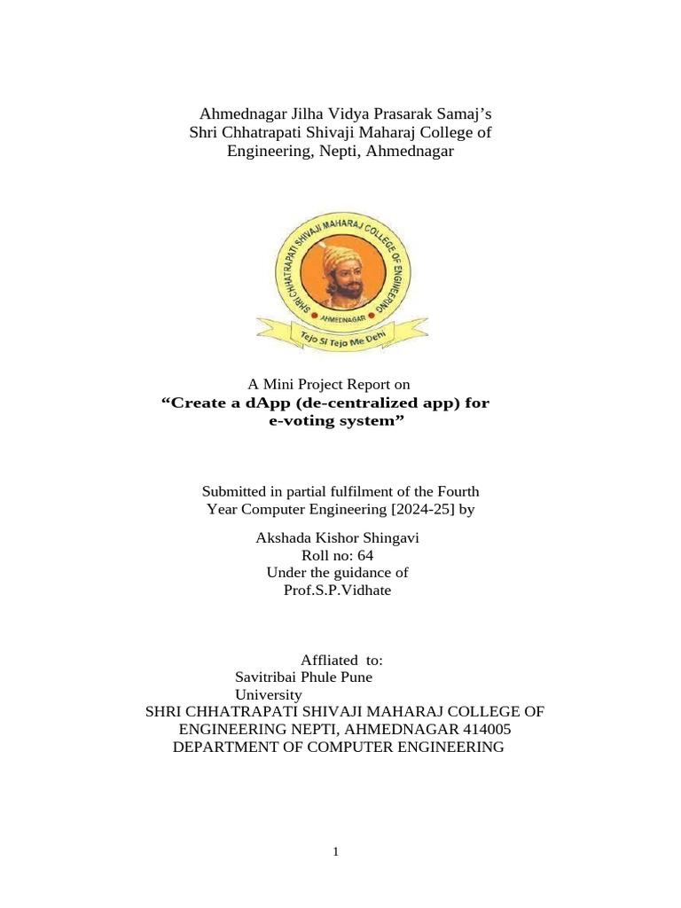 BT Mini Project Final Report | PDF | Electronic Voting | Computer Security
