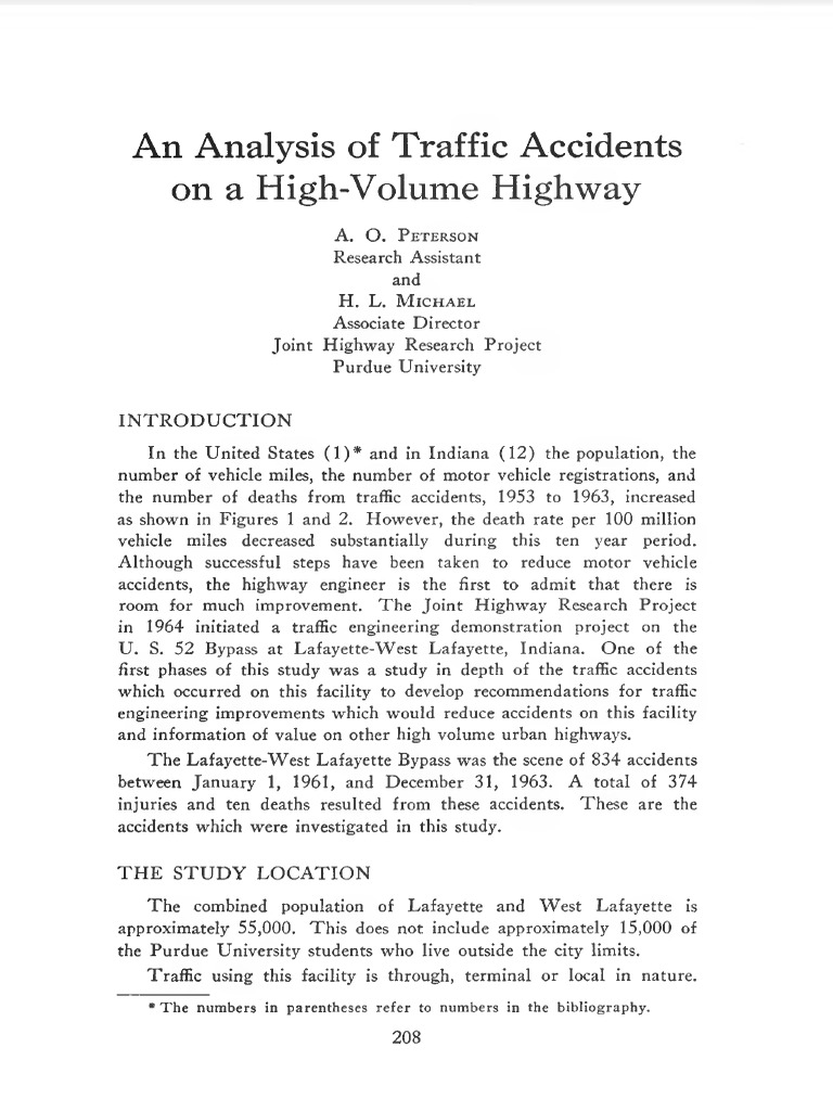 An Analysis of Traffic Accidents on a High-Volume Highway | PDF | Regression Analysis ...