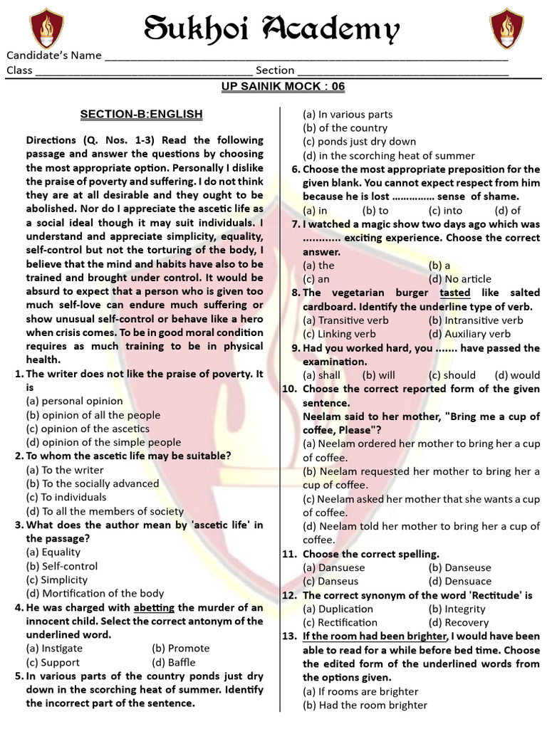 SNK MOCK 06 ENGLISH | PDF | Linguistics | Linguistic Morphology