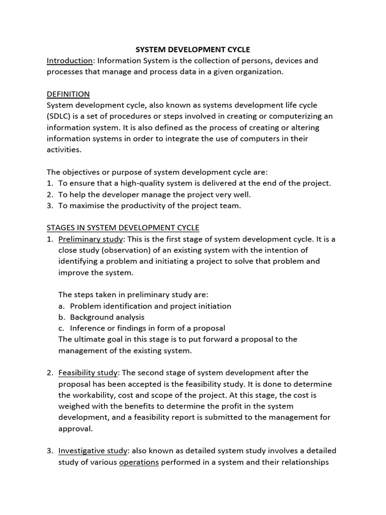 class-note-SYSTEM-DEVELOPMENT-CYCLE | PDF | Software Development Process | Computing