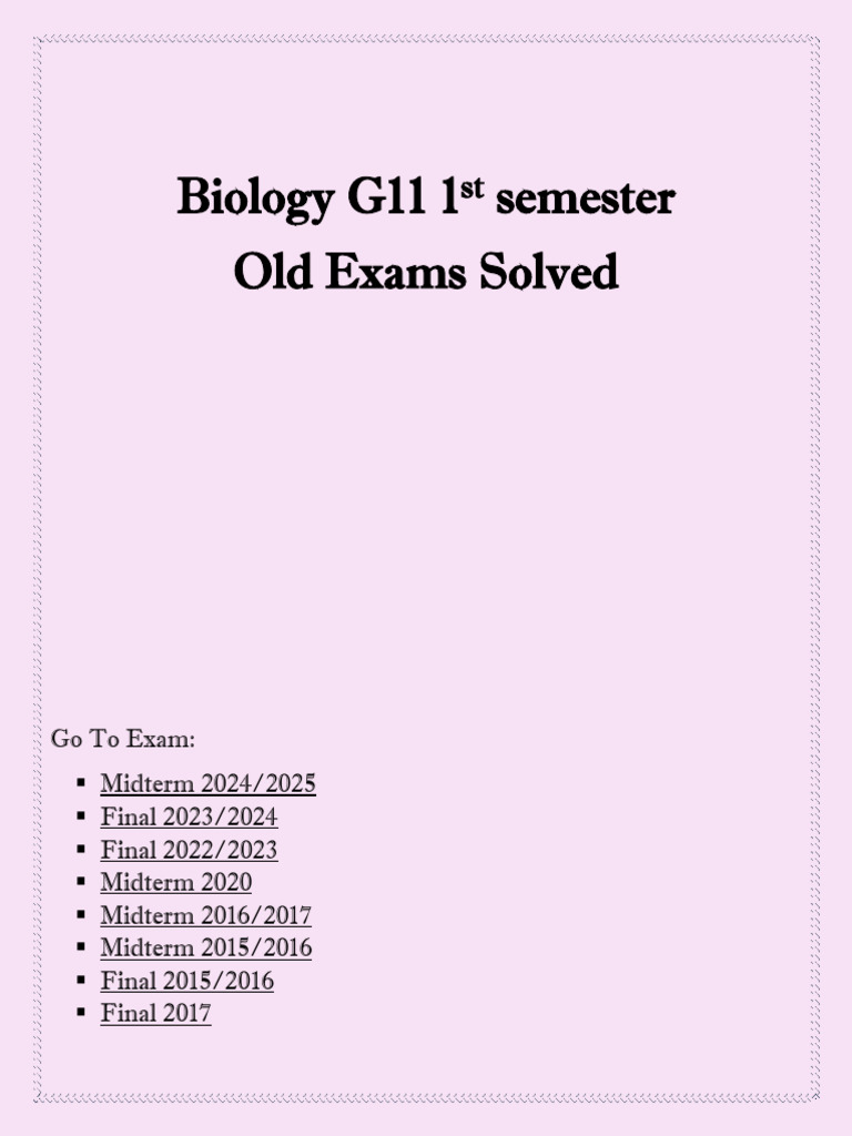 Bio G11 S1 Exams Solved | PDF