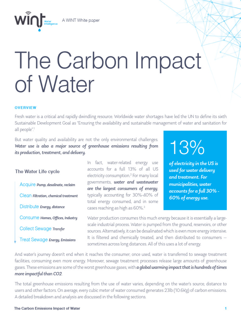 White Paper Carbon Impact of Water Consumption Final | PDF | Water | Natural Gas