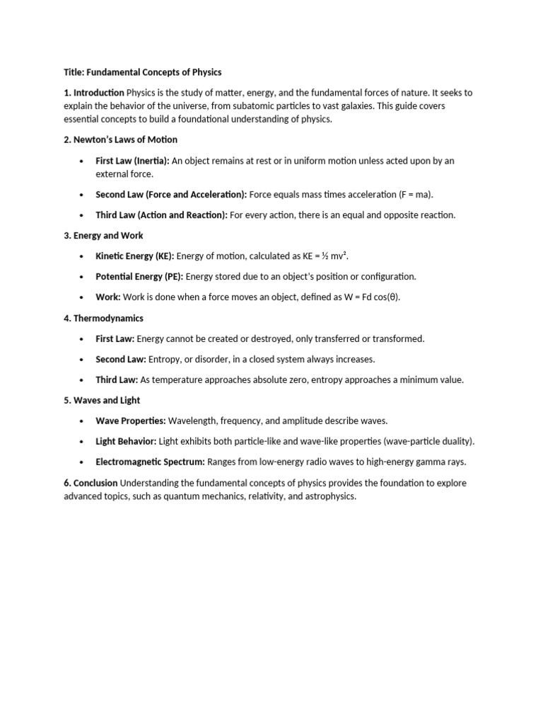 Basic Concepts Physics STUDOCU | PDF
