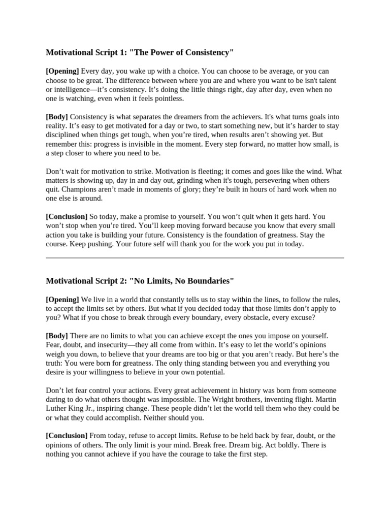 Motivational Scripts | PDF | Mindset | Motivation