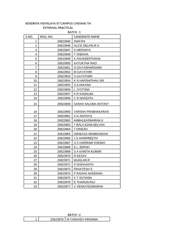 Batch Division (External Exam) | PDF