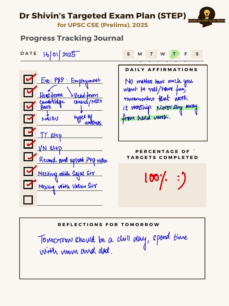 Progress Tracking Journal - Shivin | PDF
