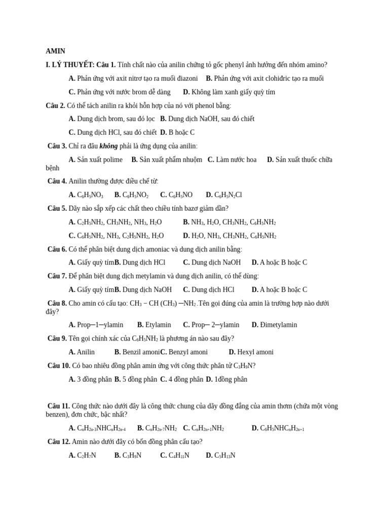 Btap Tổng Hợp Về Amine | PDF