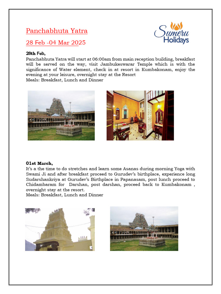 Panchabhuta Yatra: Temple Tour Itinerary | PDF | Indian Religions ...
