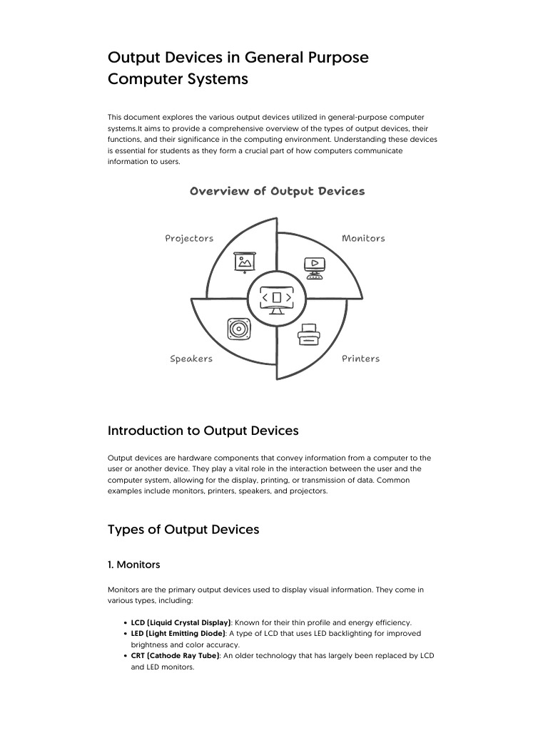 Output Devices in General Purpose Computer Systems | PDF | Printer ...