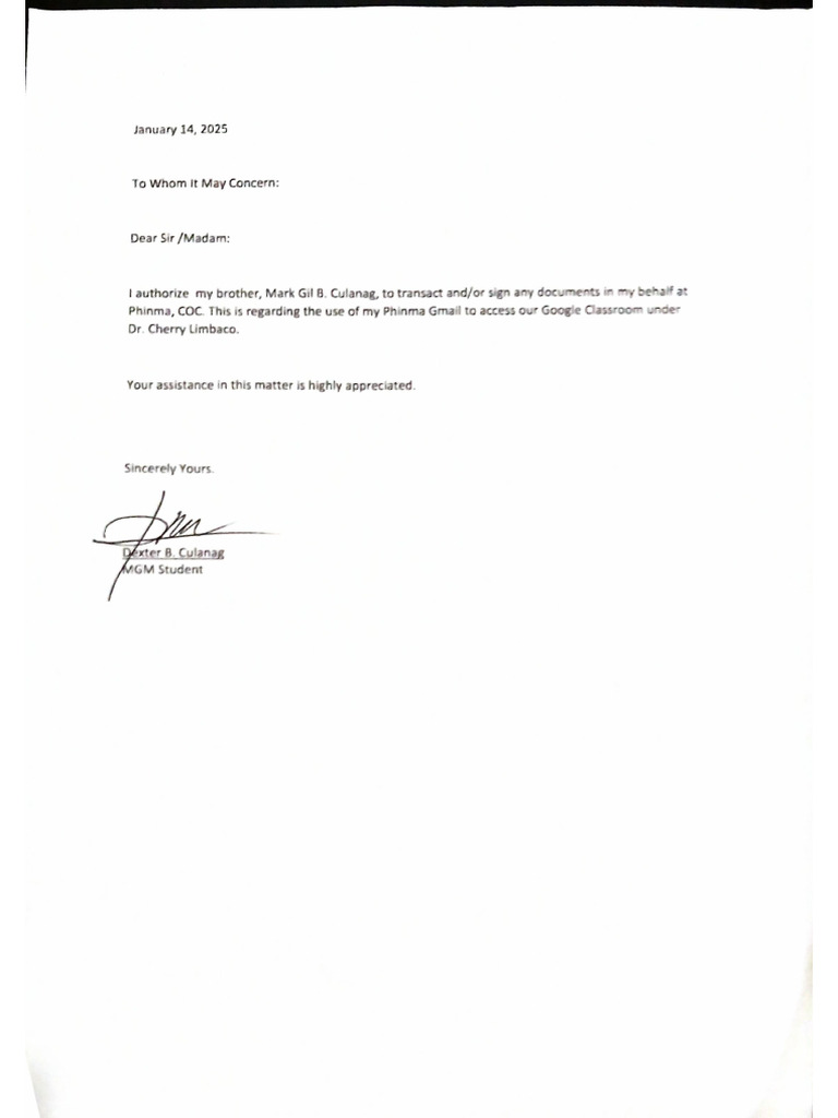 Authorization Letter | PDF