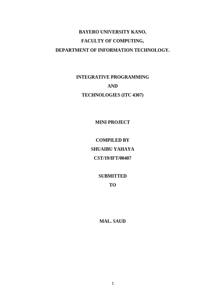 Integrative Programming Mini Project | PDF