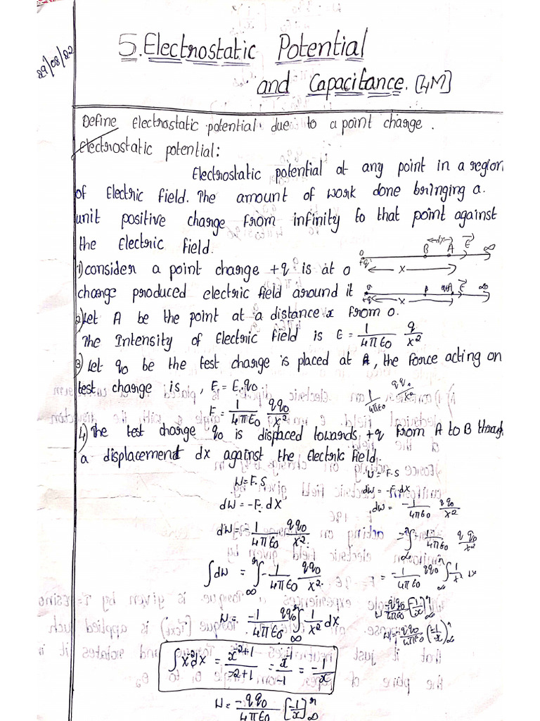 Electrostatic Potential and Capacitance PDF Notes Inter 2 Year | PDF