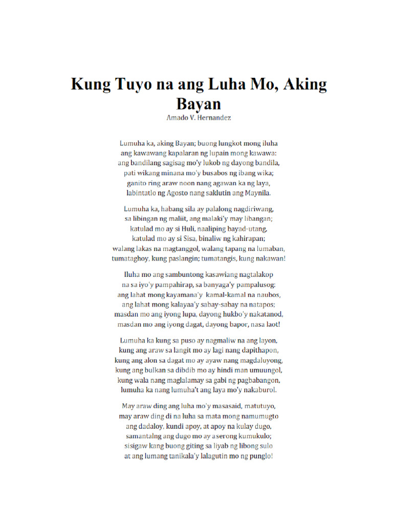 Kung Tuyo Na Ang Luha Mo, Aking Bayan (Softcopy) | PDF