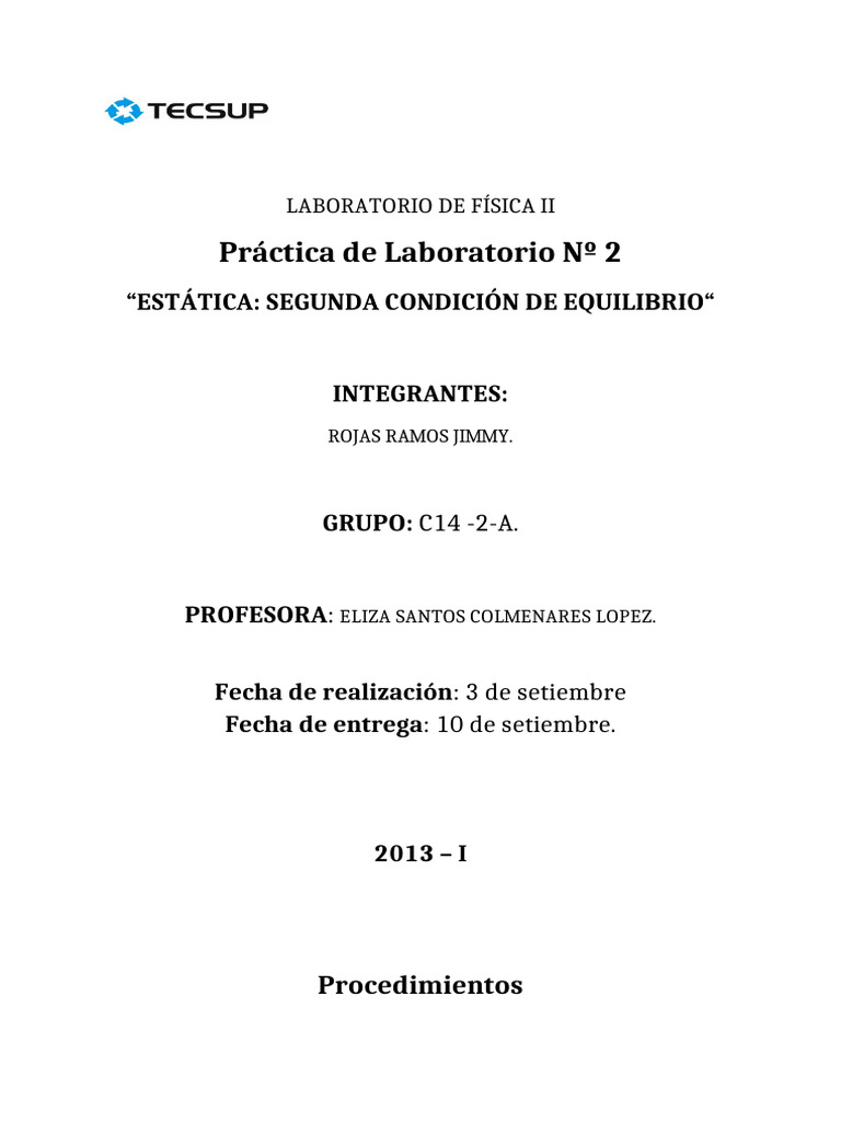 Estatica M LAB FIS LL | PDF | Esfuerzo de torsión | Fuerza