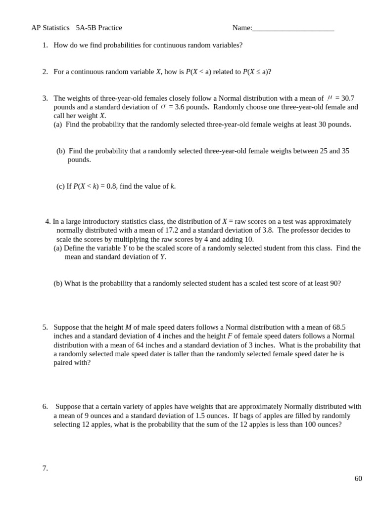 5A 5B+Practice | PDF | Quantitative Research | Statistical Theory