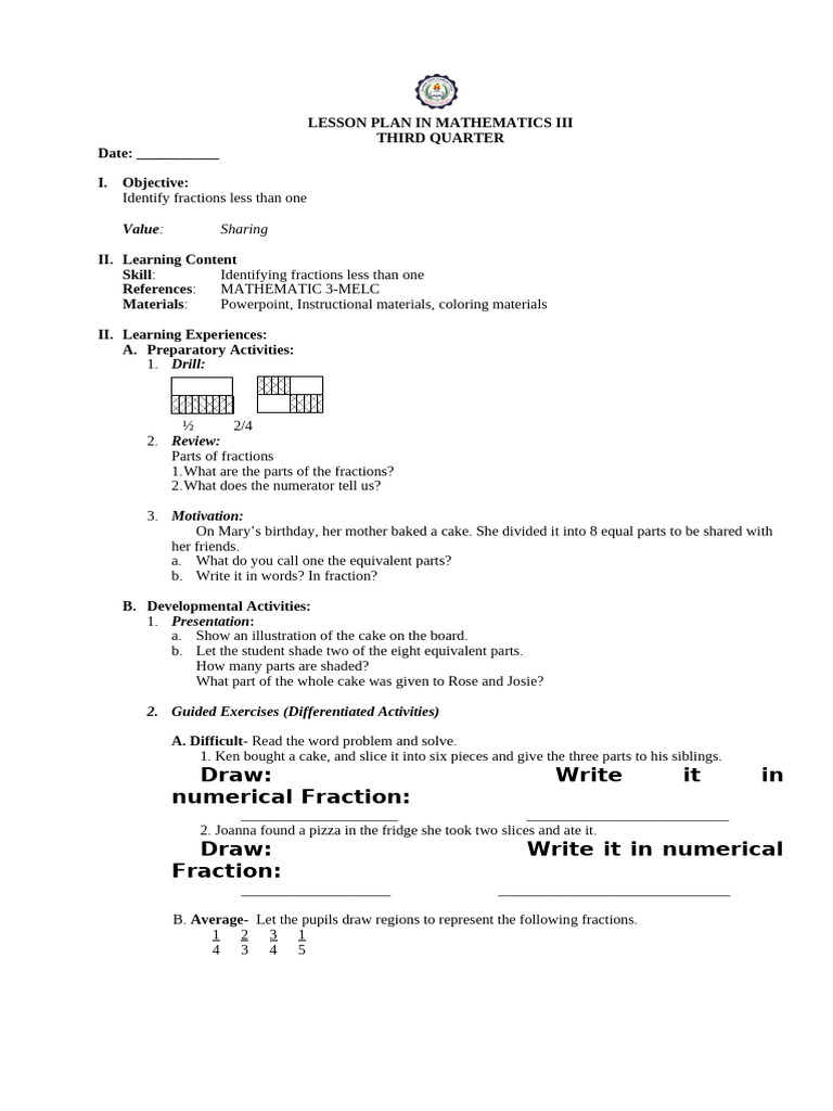 MATHEMATICS-3rd Q-Edited-fractions | PDF | Mathematics | Behavior Modification