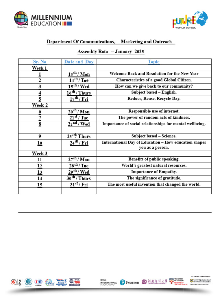 Assembly Rota January 2025 | PDF