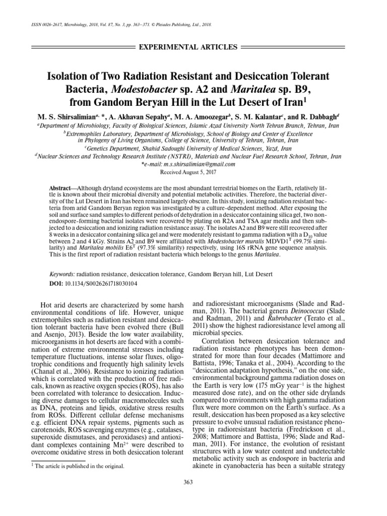 Isolation of Two Radiation Resistant and | PDF | Polymerase Chain ...