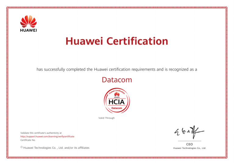 Datacom Certificate | PDF