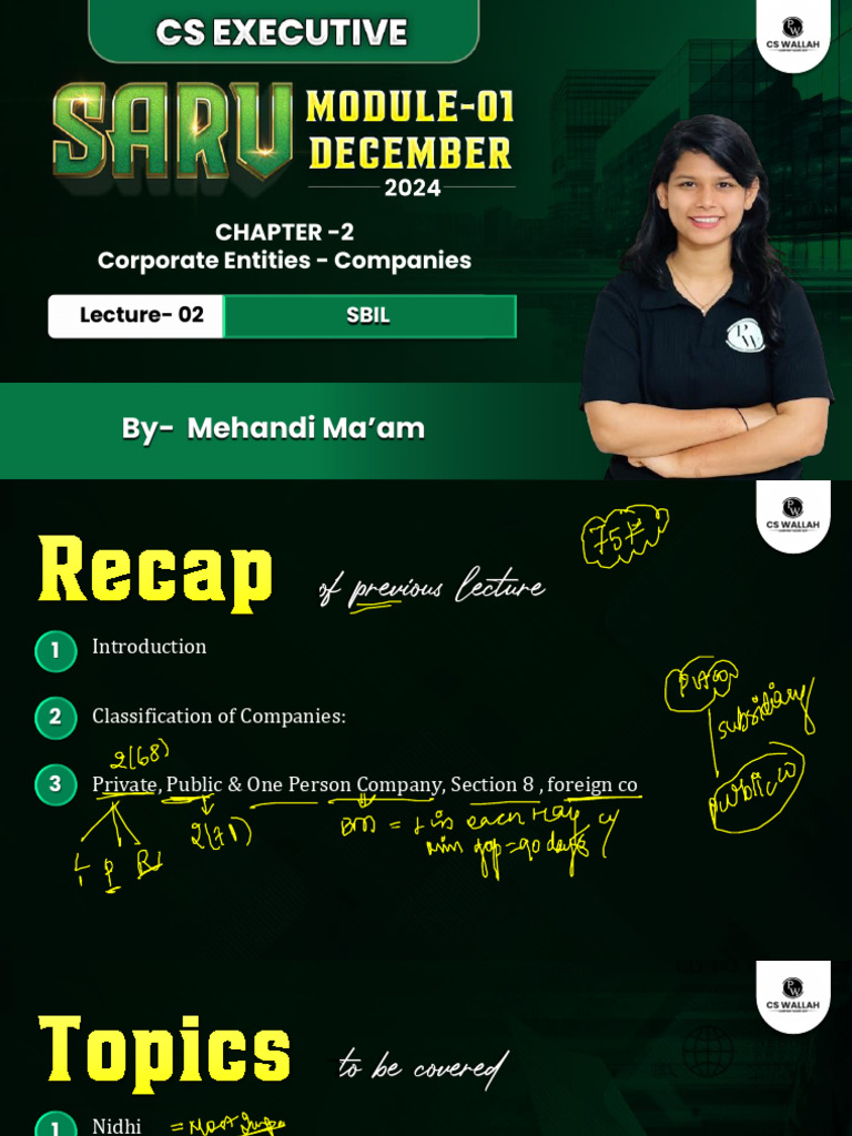 Corporate Entities - Companies 02 - Class Notes | PDF | Equity (Finance ...