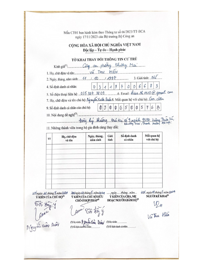 Mẫu CTO1 Ban Hành Kèm Theo Thông Tư Số 662023TT-BCA | PDF
