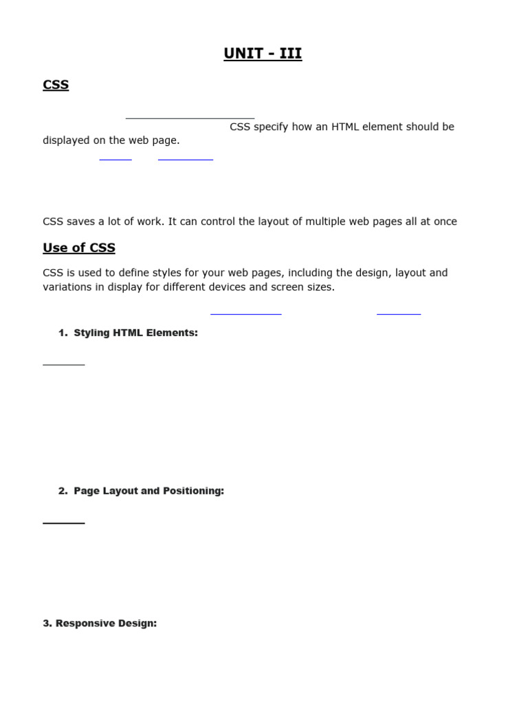 CSS unit 3 | PDF | Html | Html Element CSS unit 3 | PDF | Html | Html Element