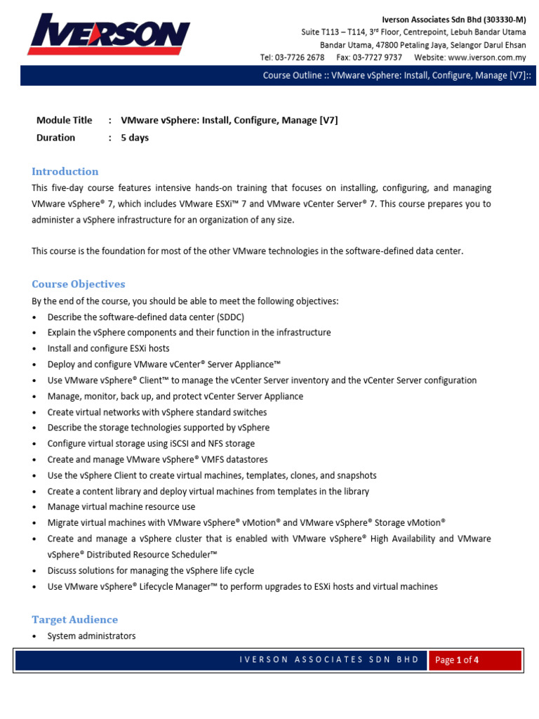 VMware Vsphere - Install Configure Manage V7 | PDF | Virtualization | Virtual Machine