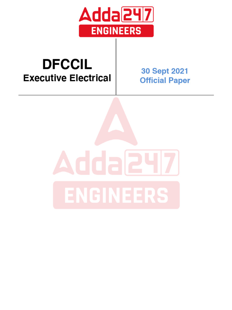 DFCCIL Executive Electrical Paper 2021 | PDF