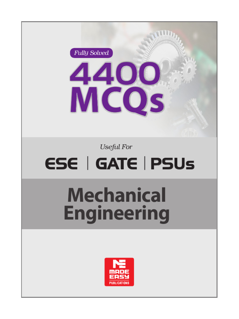 4400 MCQs Mechanical Engineering Practice Book For ESE, GATE & PSUs | PDF | Fluid Dynamics ...