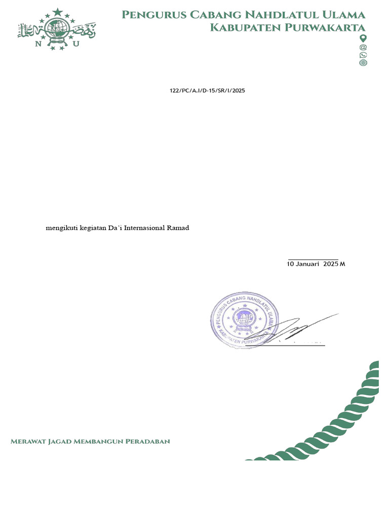Surat Rekomendasi Pcnu Untuk Ldnu Pbnu | PDF