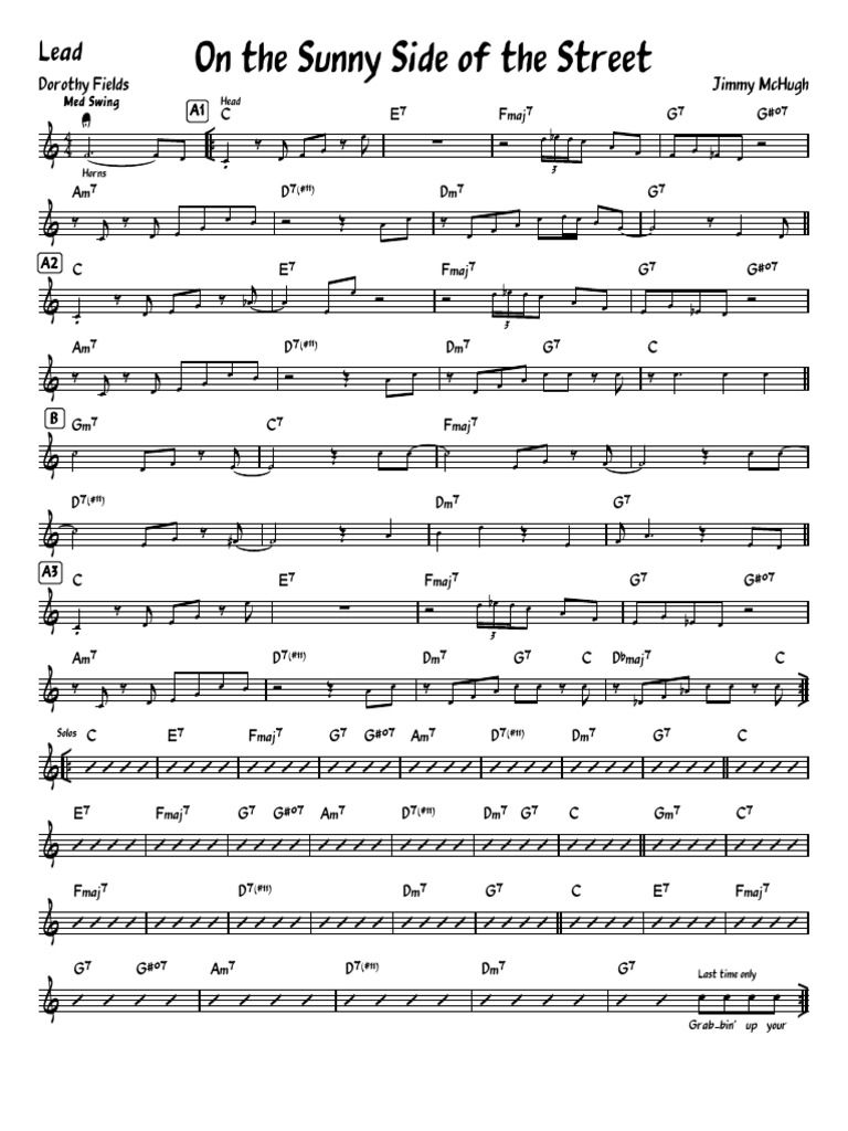 On the Sunny Side of the Street Sheet Music | PDF | American Musicians ...