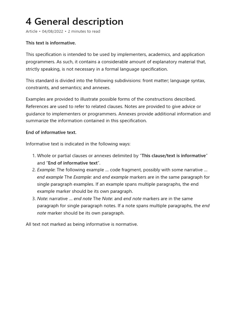 Language Specification Overview Guide | PDF
