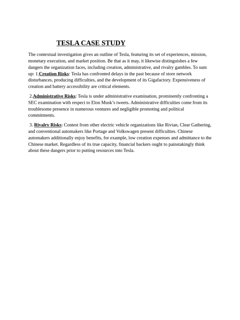 Tesla Case Study_2110639 | PDF