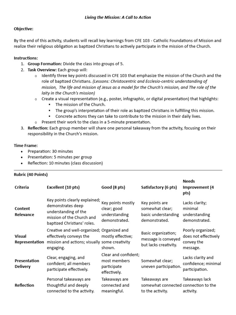 Mission of the Church: Student Engagement | PDF | Cognitive Science ...