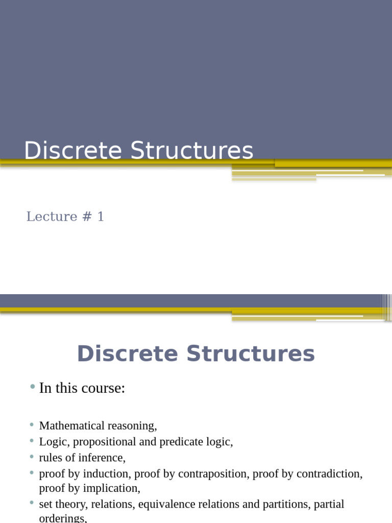 Discrete Structures-Lec01 | PDF | Mathematical Proof | Mathematical Logic