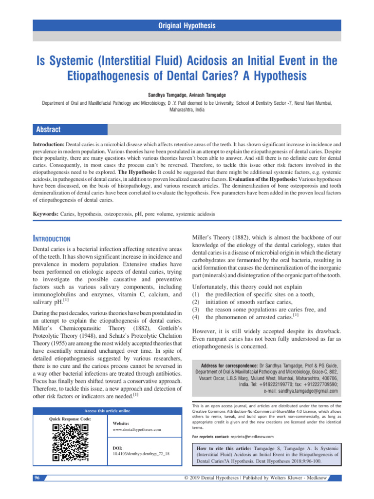 Is Systemic Interstitial Fluid Acidosis An.5 | PDF | Tooth Enamel ...