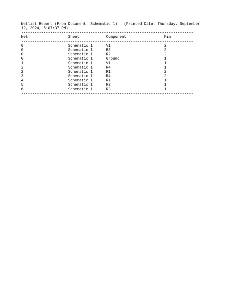 Schematic 1 Netlist Multisim | PDF