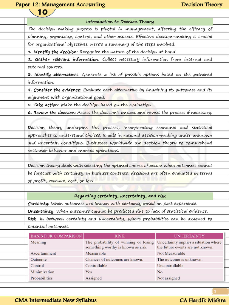 Decision Theory (1) | PDF | Decision Theory | Risk