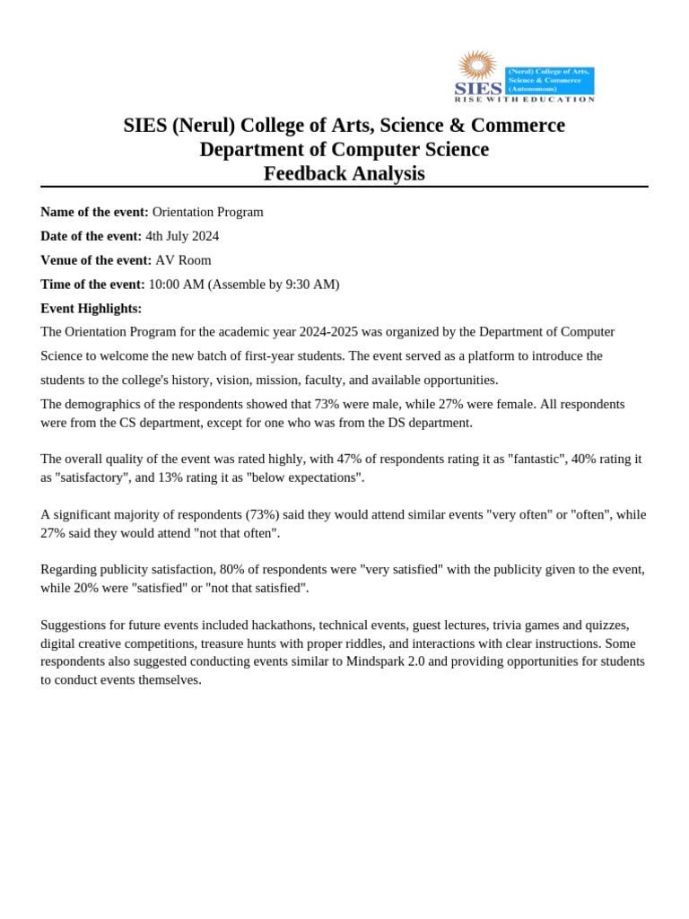 feedback form analysis | PDF