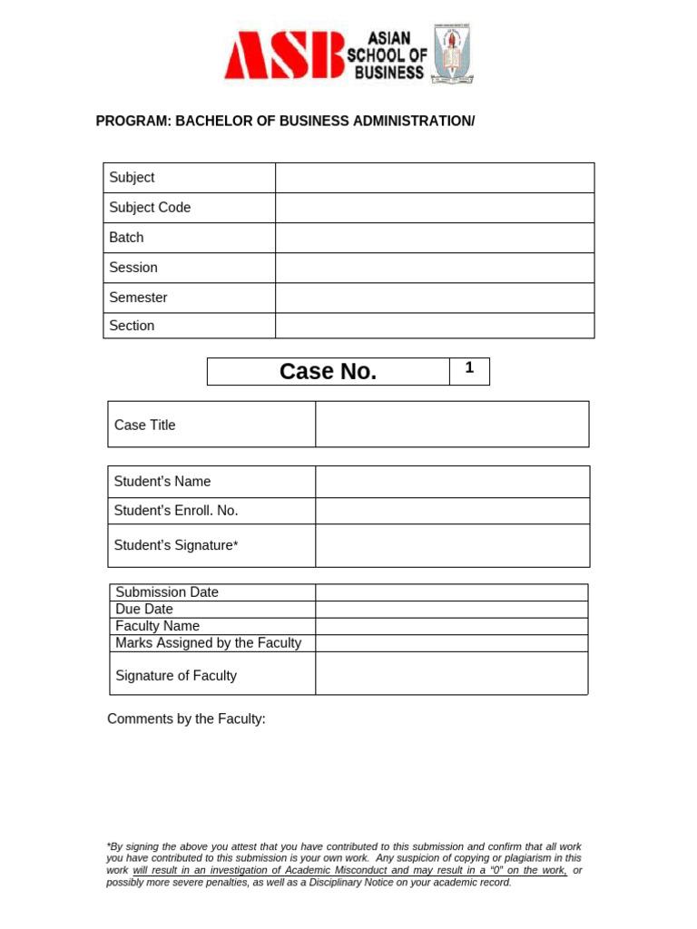 Case Study Cover Page FORMAT 2024 | PDF