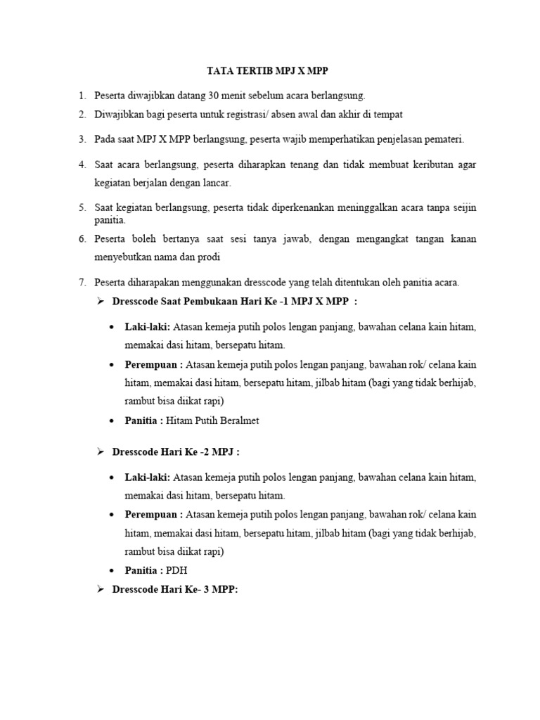 TATA TERTIB MPJ X MPPS JURUSAN AK 2022 | PDF