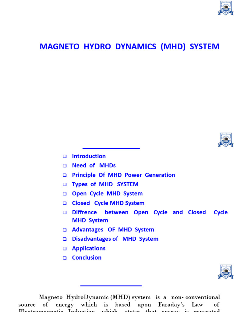 Magneto Hydro Dynamics (Mhd) System_33594fe35d6c7c30b48fb84ad5d67603 | PDF ...
