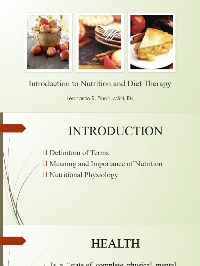 Introduction To Nutrition and Diet Therapy | PDF | Nutrients | Calorie