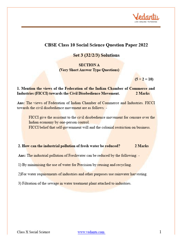 Cbse Class 10 Social Science Term2 Solved Question Paper 2022 | PDF ...