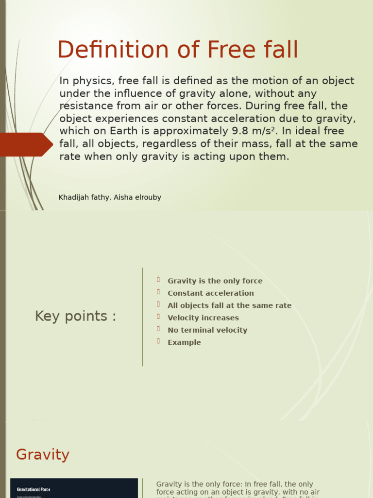 Definition of Free Fall | PDF | Force | Acceleration