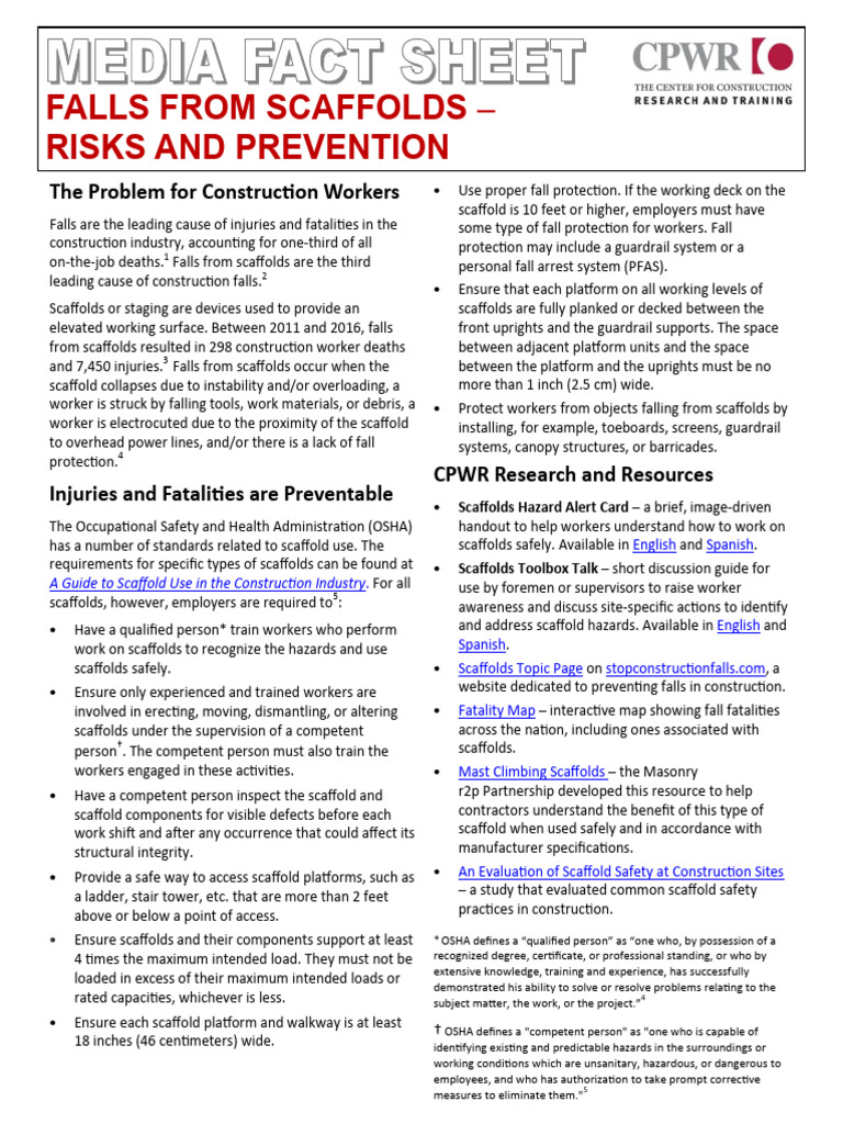 Scaffolds-Fact-Sheet | PDF | Occupational Safety And Health ...