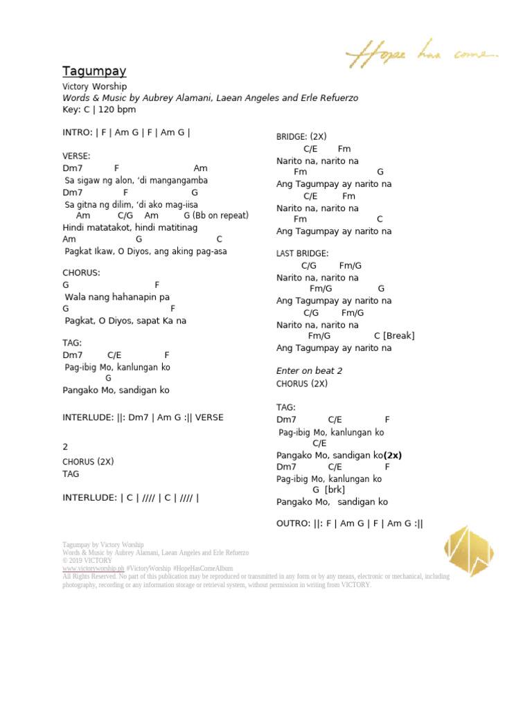 Tagumpay Victory Worship Song Chart | PDF | Popular Music