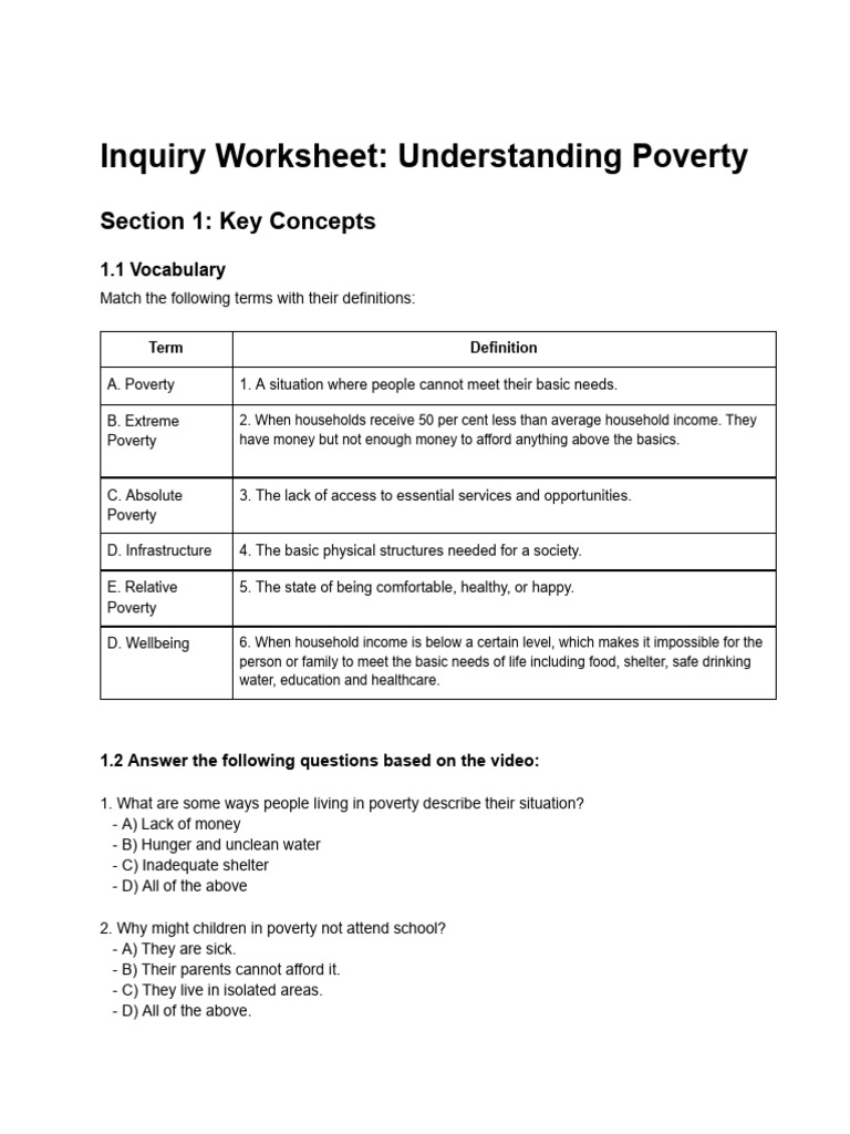 Poverty Worksheet | PDF